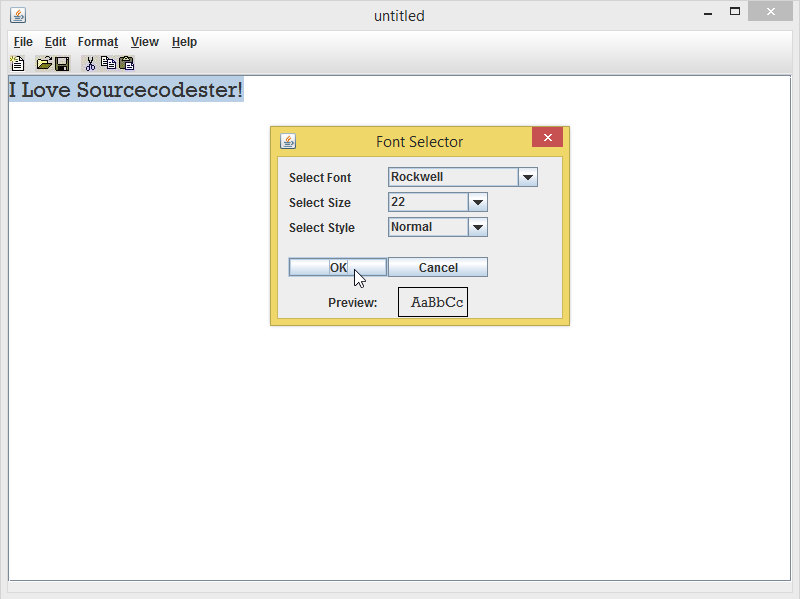 Simple Text Editor In Java Free Source Code Sourcecodester